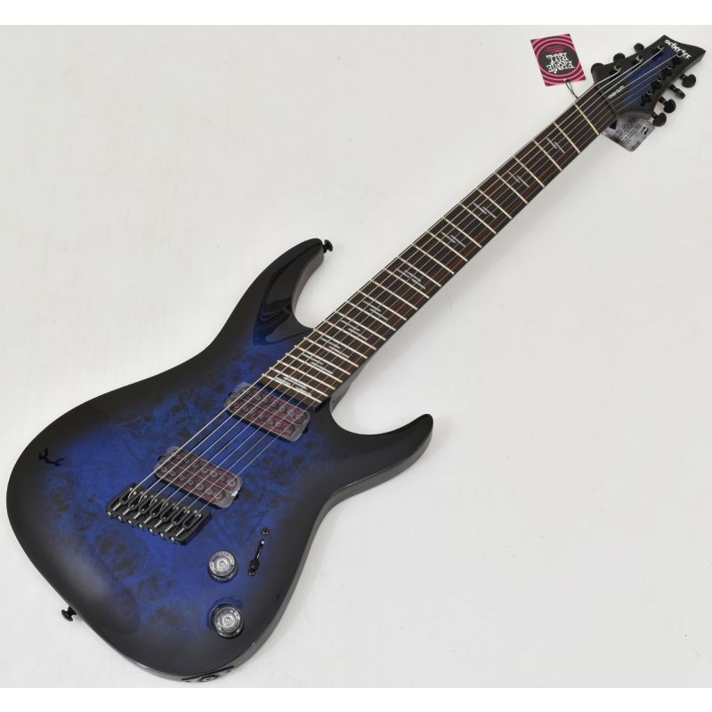 Schecter Omen Elite-7 Multiscale Guitar See-Thru Blue Burst B-Stock ...