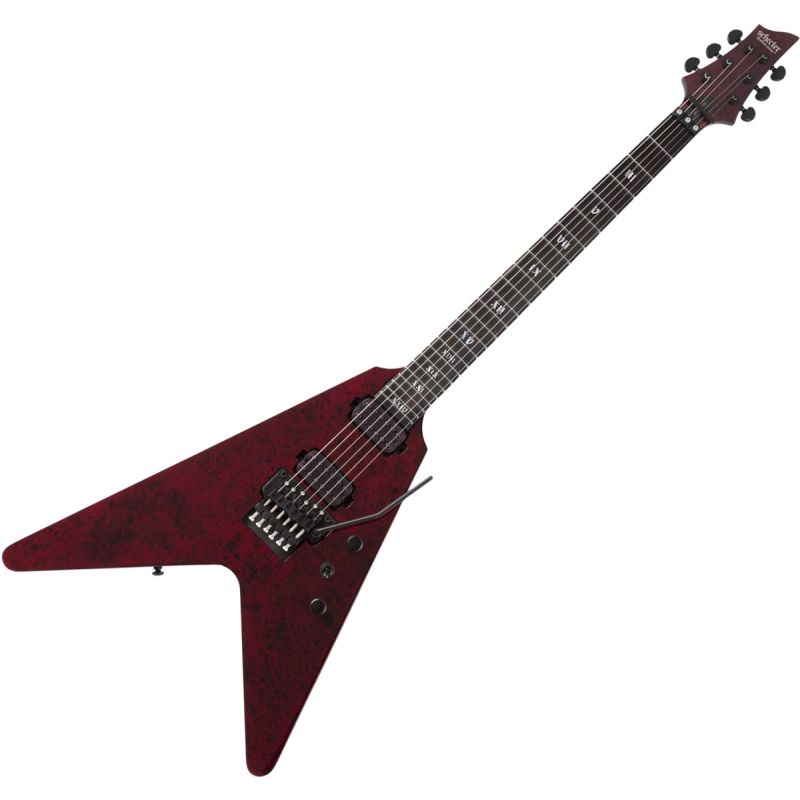 Schecter V-1 FR Apocalypse Electric Guitar in Red Reign